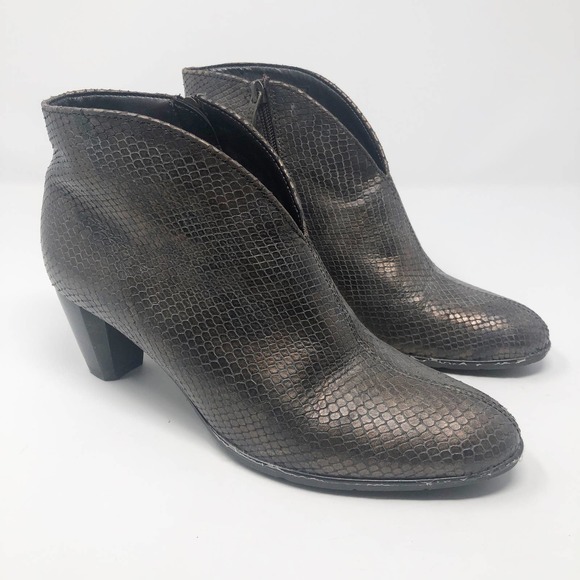 Ara | Shoes | Ara Luftpolster Snake Faux Leather Copper Booties | Poshmark